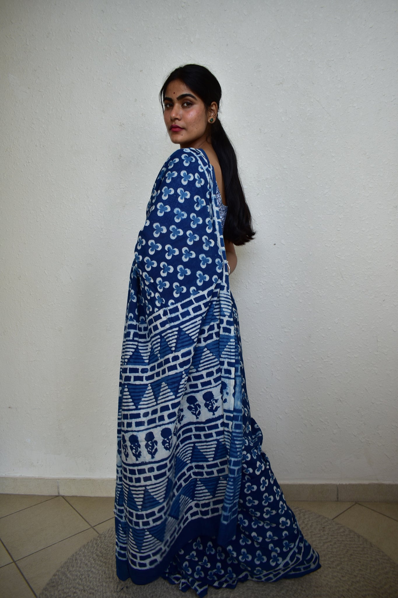 Indigo Twilight - Indigo Collection - Cotton Mulmul Saree